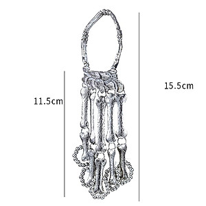 YERTTER Women Vintage Skull Fingers Metal Skeleton Bracelet Ring Hip Hop Street Dancing Cosplay Wristband for Halloween and Special Festival (Vintage silver)