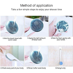 V-TOP 6 Pack Toothbrush Covers + Silcone Back Brush with Long Handle (Blue)