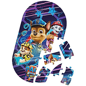 PAW Patrol: The Movie, 25-Piece Jigsaw Oval Foam Squishy Puzzle Chase Skye Marshall Rubble, for Kids Ages 4 and up