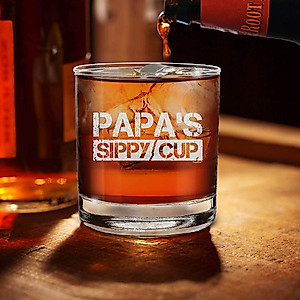 shop4ever® Papa's Sippy Cup Engraved Whiskey Glass Pregnancy Announcement for Grandpa Dad Glass