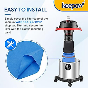 KEEPOW Reusable Shop Vac Filters Compatible with Stanley 1-6 Gallon Wet/Dry Vacuums, Part# 25-1217 (6 Pack)