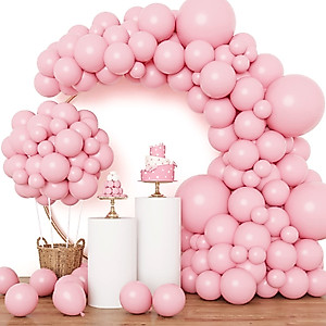 RUBFAC Pink Balloons 129pcs Light Pastel Pink Balloon Different Sizes 18 12 10 5 Inch for Garland Arch Birthday Party Baby Shower Gender Reveal Wedding Anniversary Easter Decoration