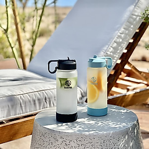 Takeya Glass Water Bottle - Durable Thermo-Shock Resistant Glass Water Bottle with Sure-Grip Safe Shell - Clear Leak-Proof Bottle with Straw Lid - Dishwasher Safe - Everyday-Use Bottle - 22 oz, Onyx