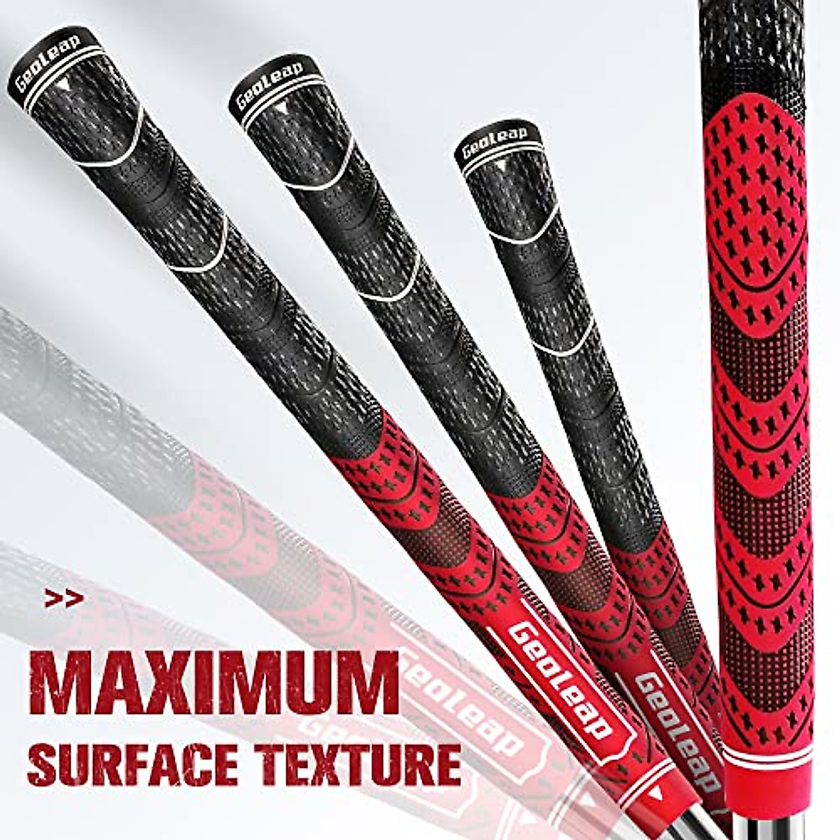 Geoleap Golf Grips Set of 13- Cord Rubber Compound Material, Hybrid Golf Club Grips, All Weather Performance.(Blue, Standard)