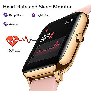 KALINCO Smart Watch, Fitness Tracker with Heart Rate Monitor, Blood Pressure, Blood Oxygen Tracking, 1.4 Inch Touch Screen Smartwatch Fitness Watch for Women Men Compatible with Android iOS