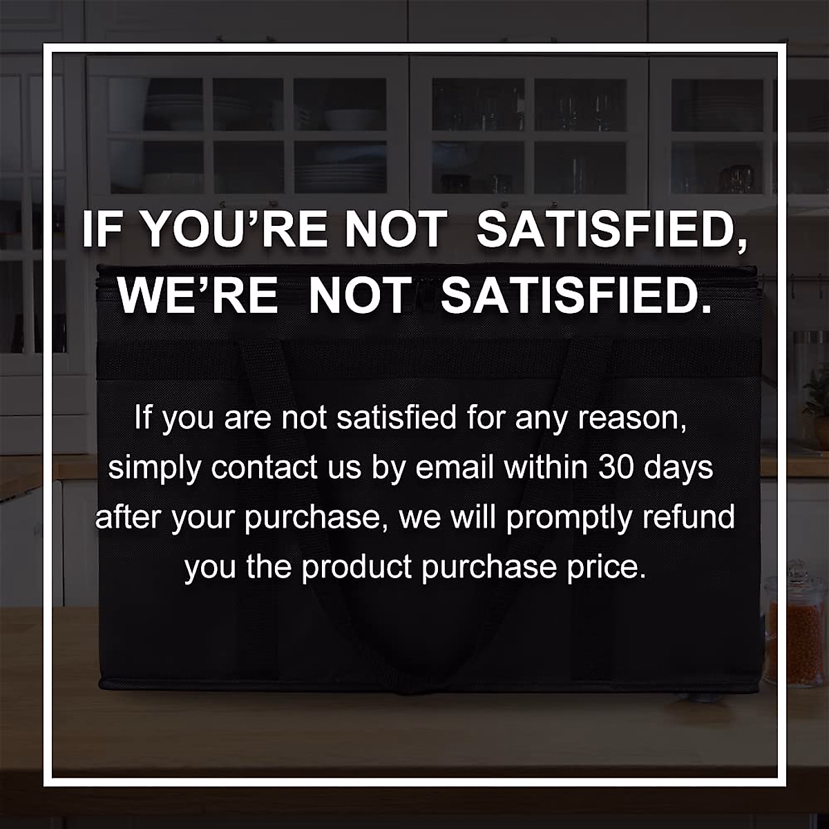 Bodaon 2-Pack Insulated Food Delivery Bag, XX-Large Reusable Grocery Shopping Bag, Frozen Food Cold, Cooler Bags with Zippered Top, Black