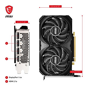 MSI GeForce RTX 4060 Ti Ventus 2X Black 8G OC Graphics Card -NVIDIA RTX 4060 Ti, 8GB GDDR6 Memory, 18Gbps, PCIe 4.0, DLSS3