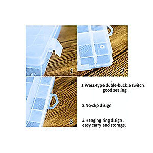 24 Grids Plastic Storage Box, Transparent Storage Container Jewelry Box with Adjustable Partition, Multi-compartment Storage Box for DIY Crafts, Jewelry and Fishing Gear(Blue)
