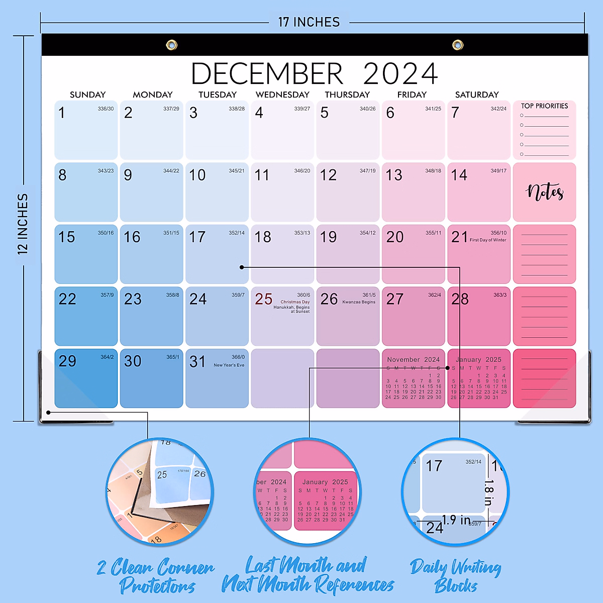 2023 Desk Calendar - Large Desk Calendar 2023, 12'' x 17'', January 2023 - December 2023, Cut-line for Tearing Off, 2 Corner Protectors & Hanging Holes, Perfect Desk/Wall Calendar for You