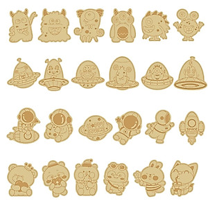Astronaut 3D Cookie Cutters with Plunger Stamps Set, 6 Pcs Cartoon Pressable Biscuit Cutters Shape for Treats DIY Baking Cookie Supplies