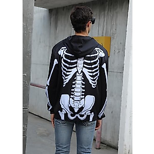 uideazone Halloween Hoodies for Men Women 3D Skeleton Bone Printed Hooded Sweatshirt with Pockets