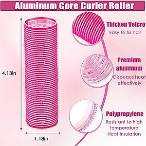 WILLBOND 4 Pcs Long Hair Rollers for Bangs Aluminum Core Curlers Thermal Self Grip Roller for Long and Medium Hair Women Hairstyle(4.1 x 1.2 Inch,Rose Red, Light Pink, Purple, Black)