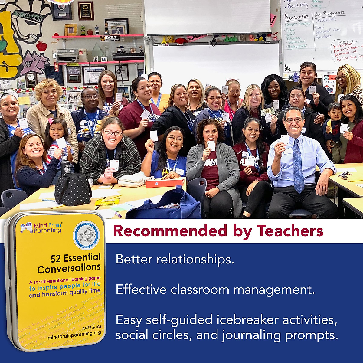 Mind Brain Emotion 52 Essential Conversations for Home, Therapy, Speech, School Classroom - Conversation Cards for Kids, Family, Teacher & Counselor to Build Growth Mindset & Communication Skills