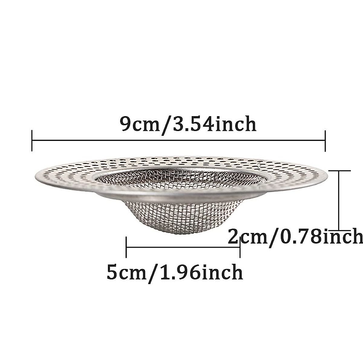 2pcs Heavy Duty Stainless Steel Slop Basket Filter Trap,3.54" Top / 1.65" Mesh Metal Sink Strainer,Perfect for Kitchen Sink/Bathroom Bathtub Wash Basin Floor Drain Balcony Drain Hole,Utility