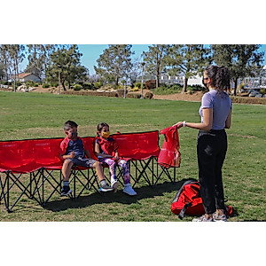 PowerNet Carli Lloyd 6 Seater Team Bench | Backpack Style Carry Bag Included | Ultra Portable | Great for Teams | Soccer Basketball Football