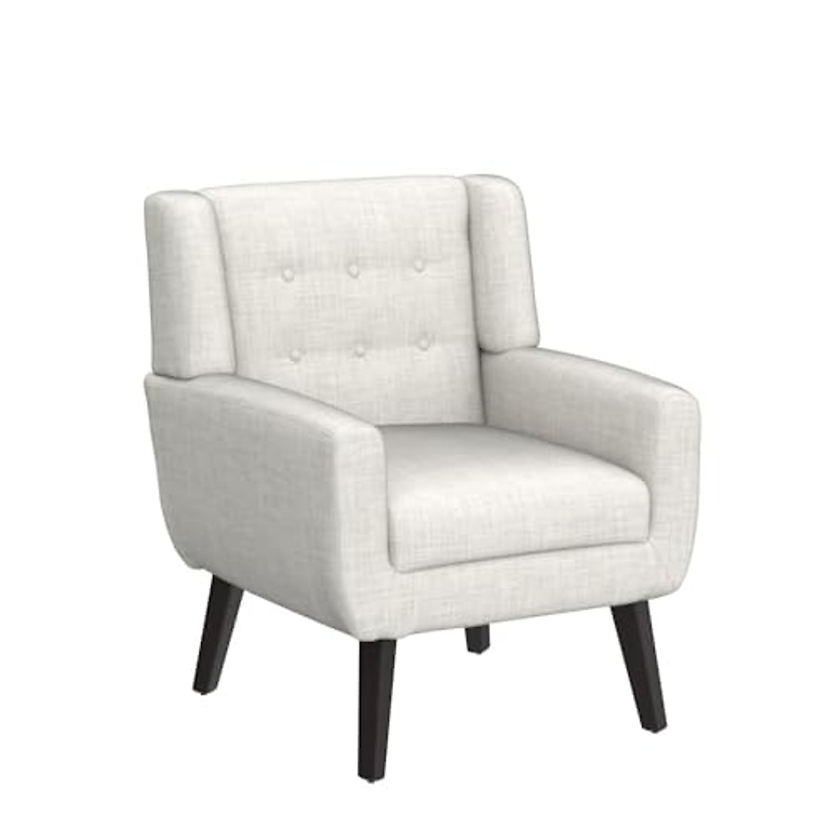 UIXE Comfy Arm Accent Chairs for Bedroom, Mid Century Modern Armchair Living Room Sofa Chair with Wooden Legs, Linen Fabric Button Tufted Upholstered Reading Chair for Home Office (Beige)