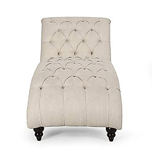Christopher Knight Home Varnell Chaise Lounge, Beige + Dark Brown