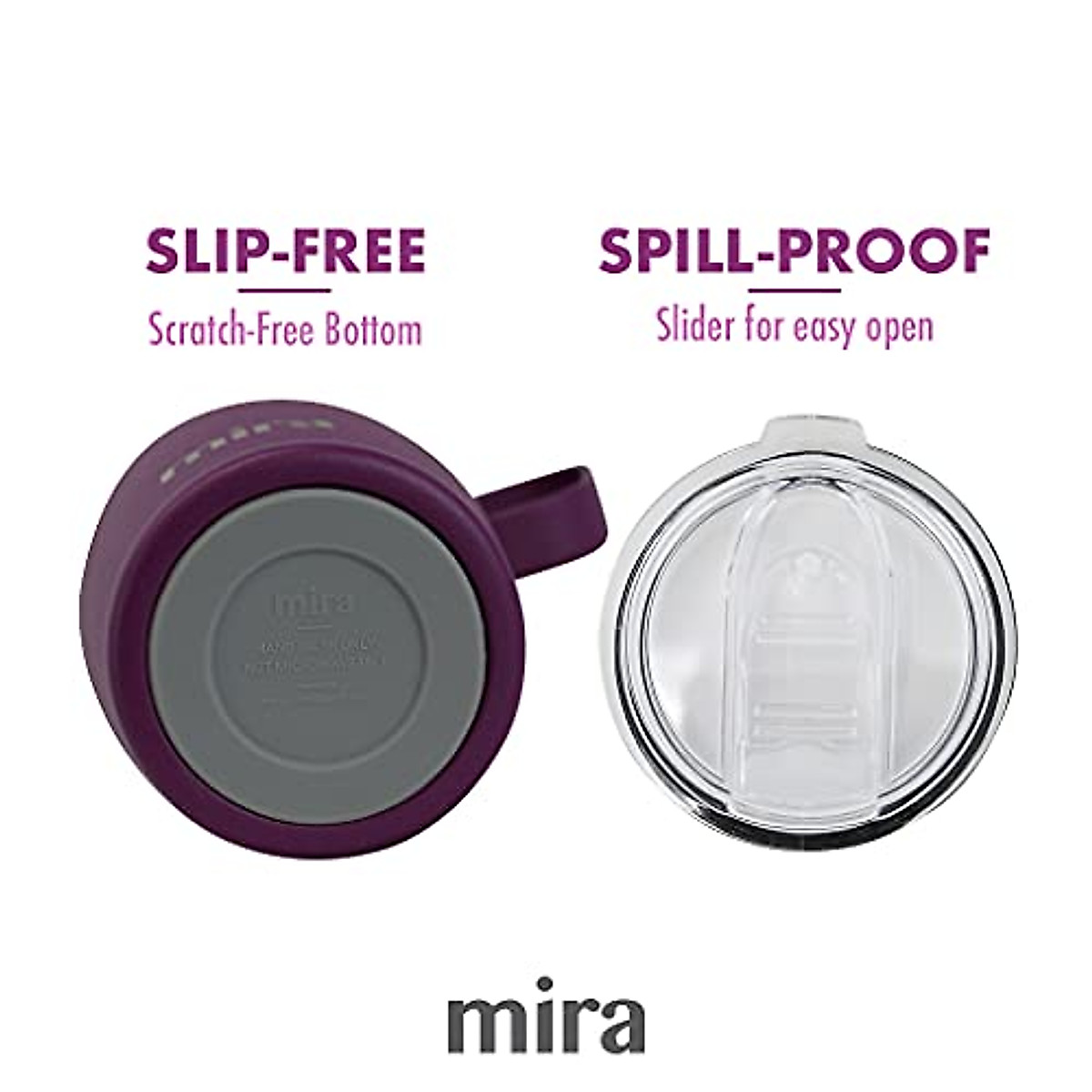 MIRA 18 oz Insulated Coffee Mug - Stainless Steel Travel Cup with Easy-Grip Handle - Car Cup Holder Compatible - Iris