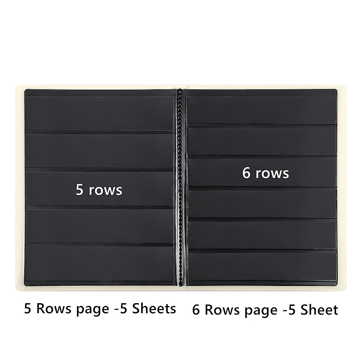 Stamp Albums Stockbook for Collectors, 5 Rows and 6 Rows Pockets, 10 Sheet Black