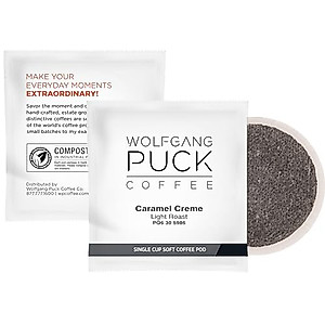 Wolfgang PuckCoffee, Caramel Cream, 9.5 Gram Soft Pods, 18 Count (Pack of 1)