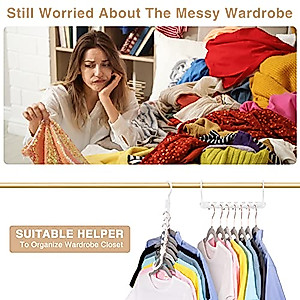 HOUSE DAY Magic Hangers Space Saving 10 Pack, Upgraded Sturdy Smart Space Triangles for Hangers, Premium Hanger Hooks Triple Closet Space, Closet Organizers and Storage, College Room Essentials, White