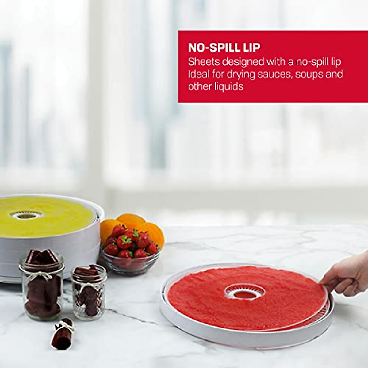 NESCO LSS-2-6 Round Clear Plastic 13 1/2" Fruit Roll Sheets, Food Dehydrators, White