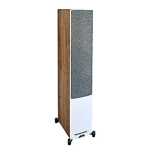ELAC Uni-Fi Reference 3-Way 5-1/4" Floor Standing Speaker, Oak or Walnut Tower Speaker for Home Theater and Stereo System, White Baffle with Oak Sides