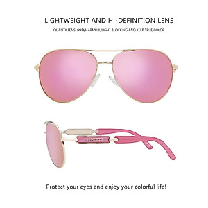 FONHCOO Polarized Sunglasses for Women Men, Oversized Aviator Sunglasses Metal Frame UV400 Protection(Pink)