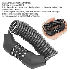 EVTSCAN 3.5in 4Digit Resettable Combination Coiling Bike Cable Lock,Anti-Theft Password High Security Lock for Motorcycle Bicycle Cycling