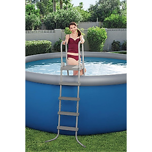 Bestway Flowclear Above Ground Swimming Pool Ladder 52” | Corrosion-Resistant Metal Frame with Heavy Duty Plastic Steps