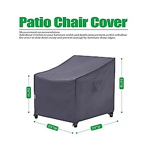 Patio Chair Covers, Deep Seat Lounge Chair Dining Chair Cover, Heavy Duty Waterproof UV Resistant Outdoor Furniture Cover, Grey, 35"W x 39"D x 36"H