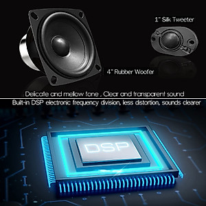 Micro CD Stereo Shelf System, 30W RMS Hi-Fi System with CD Player, Bluetooth, USB Playback, FM Radio, AUX-Input, 2-Way Music Crisp-Sound, DSP-Tech