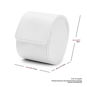 Oirlv Luxury Leather Travel Watch Case Single Watch Box for Women Portable Jewelry Watch Storage Roll Organizer(White)