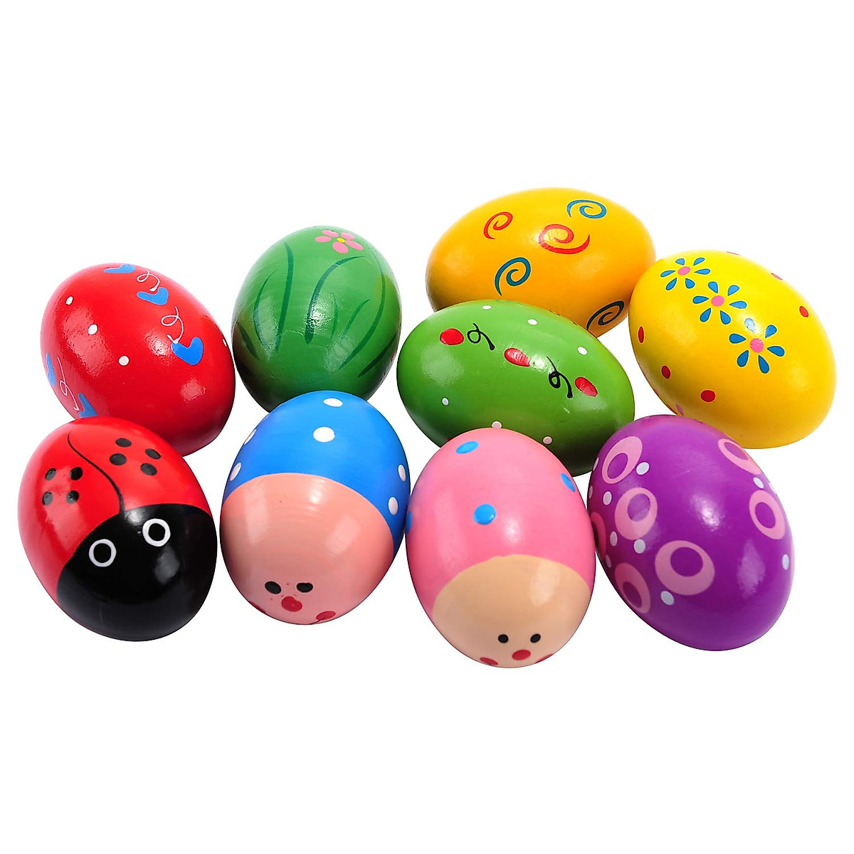 Easter Wooden Egg Shakers Maracas for Party Favors, Classroom Prize Supplies and Percussion Musical Instrument(9 PCS)