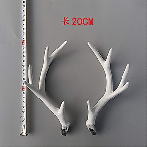 Handmade 20CM White Simulation Plastic Deer Antlers DIY Cosplay Animals Horn Headband Deer Home Decor (White)