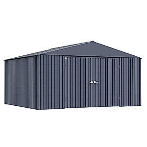 Arrow Shed Elite 14' x 12' Outdoor Lockable Gable Roof Steel Storage Shed Building, Anthracite
