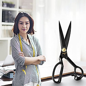 CINKCO 12.0 inch Professional Sewing Scissors Heavy Duty 65Mn Forged Alloy Steel Premium Household Office Shears Ultra Sharp for Thickened Leather Fabric Cutting Dressmaking (Super Large)