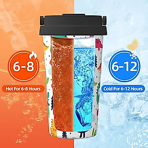 WANGXUEE Colorful Dinosaurs1 Print 500ml Stainless Steel Travel Tumbler Double Wall Vacuum Insulated Coffee Mug