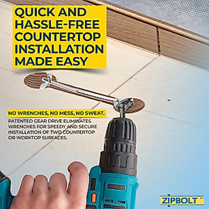 Zipbolt 10.800 Countertop Miter Connector — 5 Piece Joint Fastener Drawbolt Pack with 5mm Hex Bit for Joining Countertops, Butcher Blocks, Furniture, and More - Single-Handed Tightening