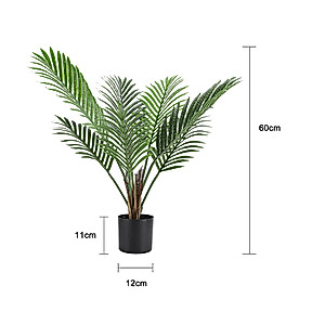 YOLEO Artificial Palm Tree 2FT Tall Faux Palm Plant for Home Office Indoor Outside Decor Fake Palm Tree with Lifelike Palm Leaves
