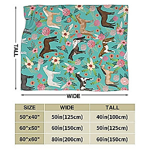 HAZIMCS Flannel Fleece Plush Throw Blanket,Horses Floral Horse Breeds Farm Animal Pets Flowers Pattern Throw for Spring Recliner, Air Conditioning Blanket Quality Washable 50x40 inch, Black