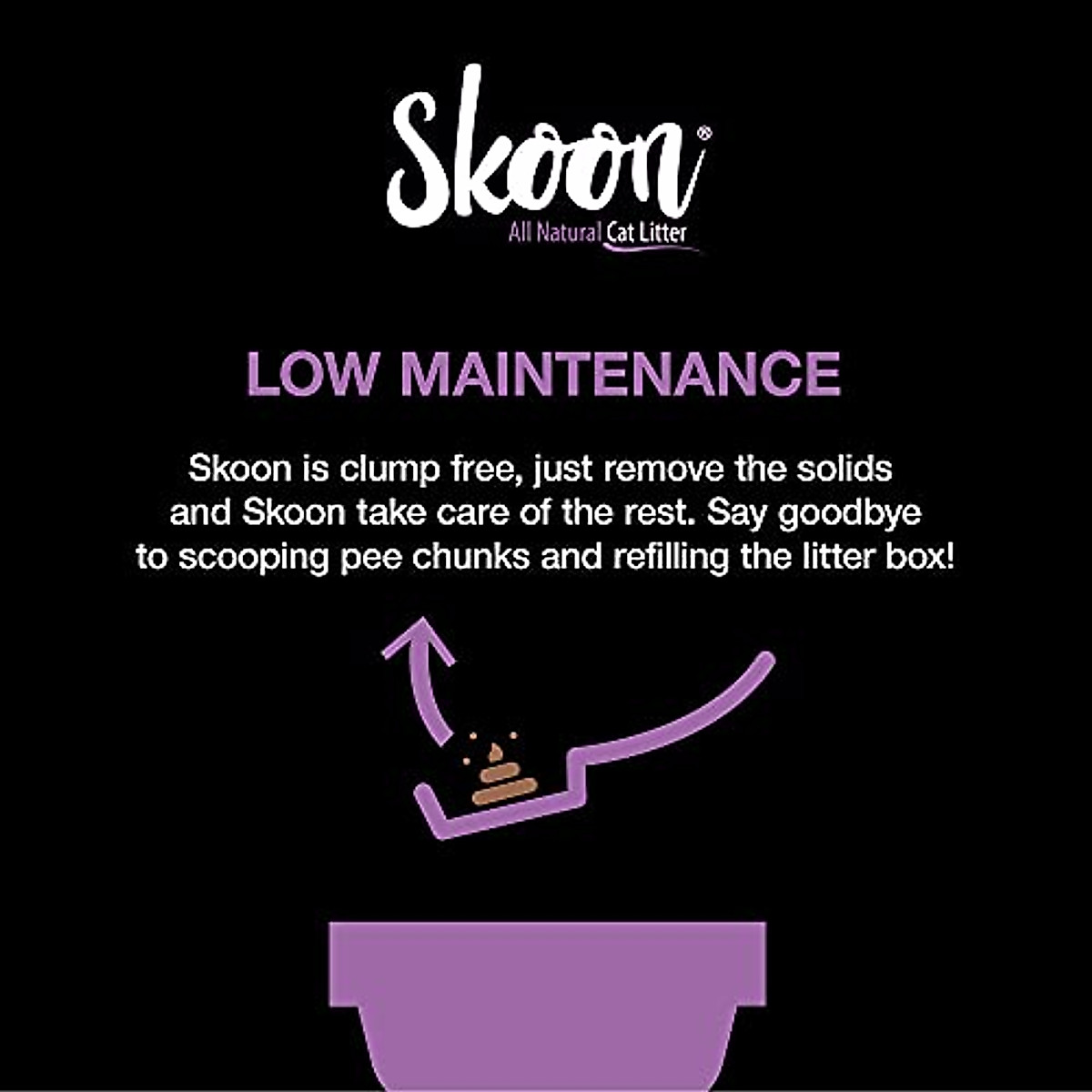 (1 Bag) Skoon All-Natural Cat Litter -Lavender Scent- light-weight, non-clumping, low maintenance & eco-friendly. Absorbs & seals liquids for best odor control