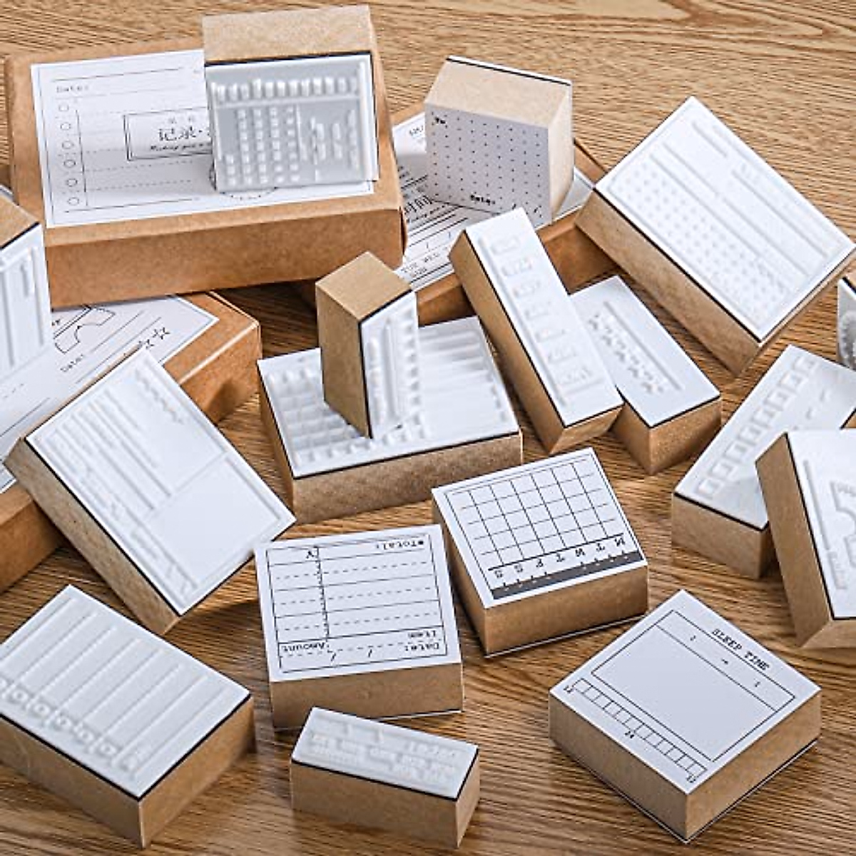 Tosnail 18 Pieces Bullet Journal Stamps, Decorative Rubber Stamp Set, Calendar Planner Stamps Wooden Stamps Bujo Stencils for to Do List, Tasks, Diary, Planner, Letters, Scrapbook, Cards, Crafts