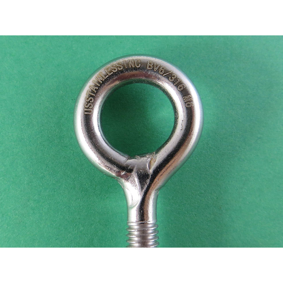 US STAINLESS 2 Pieces Stainless Steel 316 M6 Eye Bolt 6mm x 100mm Marine Grade Pitch of 1