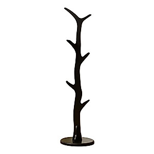 King's Brand Furniture - Wood Hall Tree Coat Rack Stand, Black Finish