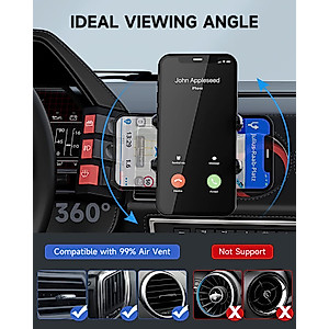 2in1 Phone Mount for Car Rearview Mirror & Air Vent, Super clamping force, Universal 360° Rotatable and Retractable Phone Holder Adjustable Multifunctional for Most Mobile Phones & Cradle Air Vent.