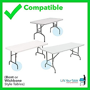 Lift Your Table® Folding Table Risers, Made in The USA, Standing Desk Kit, Easy-to-Use Bent Leg Folding Table Extensions, Raises Folding Tables 14” Inches. Durable, Sturdy. Set of 4, Black