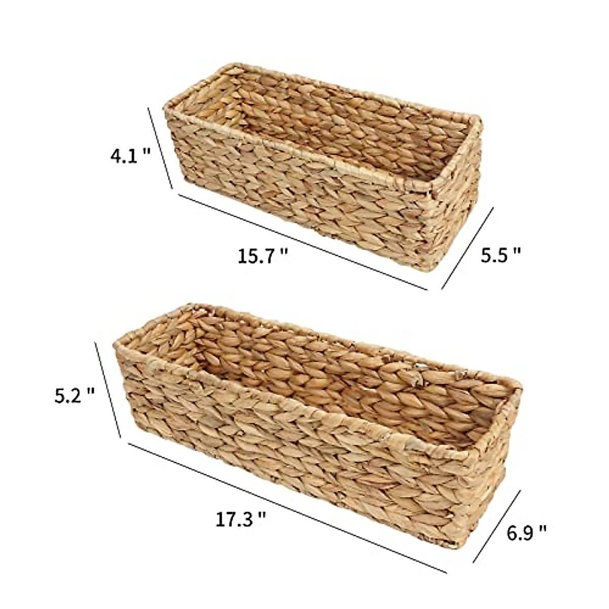 Toilet Paper Basket Natural Woven Bathroom Storage Organizer Basket Wicker Decorative Toilet Roll Holder Tank Basket(Water Hyacinth)