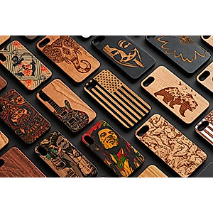 Virgen De Guadalupe Custom Engraved Phone Case for Samsung Phones + FREE Tempered Glass, Printed Case with Screen Protector for Samsung S23/S23+/S22+/S22 Ultra,S21/S21+/S21 Ultra Wooden Phone Case