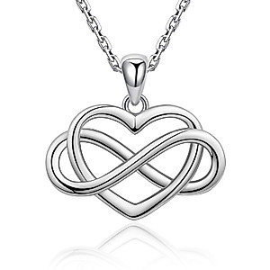 Bolelis Infinity Love Heart Necklace - Sterling Silver Infinity Heart Pendant Necklace for Women and Girlfriends Valentine's Day, Anniversary and Birthday Jewelry Gifts